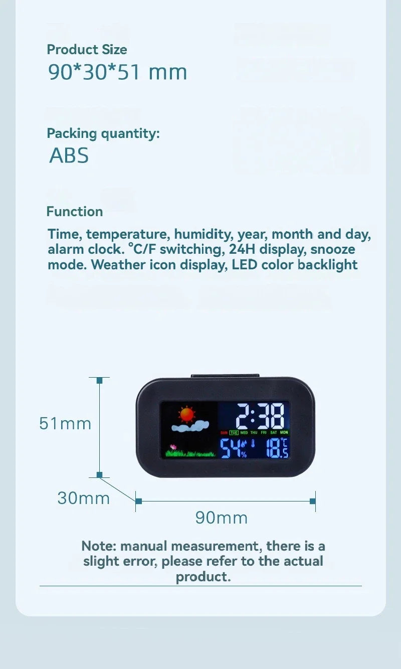 Weather Station Clock with Color Display - Temp & Humidity Monitor, Ba ...